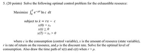 Solved 5 20 Points Solve The Following Optimal Control