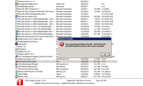 Error Opening Installation Log File During Uninstallation Of Rsa Authentication Agent For