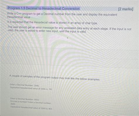 Solved Marks Write A C Program To Get A Decimal Number Chegg