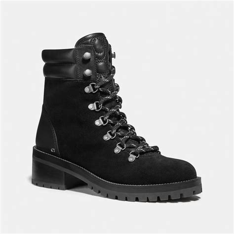 Coach Lorren Suede And Leather Hiker Boots In Black Black Modesens