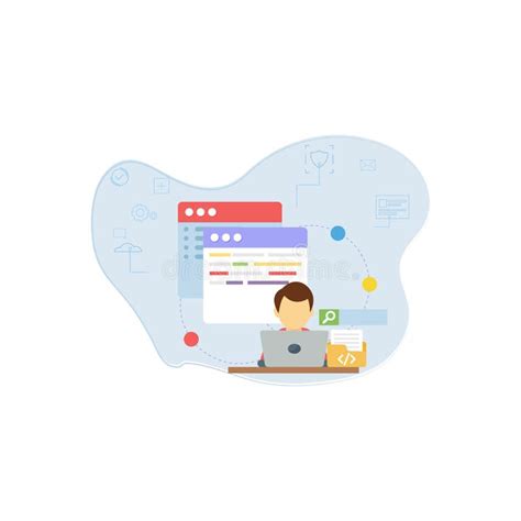The Boy Is Working On Web Coding Stock Vector Illustration Of