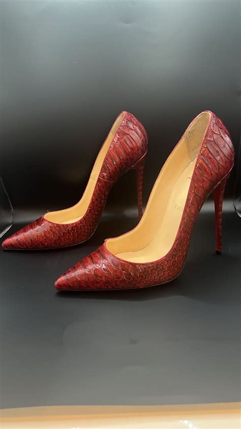 Christian Louboutin Red Snake Python Clark Pump Eu Gem