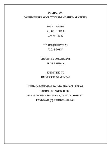 Project On Consumer Behaviour Towards Mobile Marketing Pdf Consumer Behaviour Multimedia
