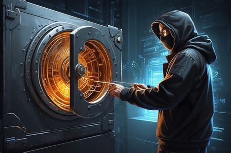 Premium Photo An Illustration Showcasing A Hacker Breaking Into A Virtual Vault