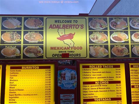 Online Menu Of Adalbertos Méxican Food Restaurant Restaurant Stockton