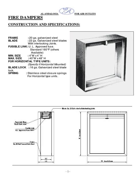 Fire Dampers Construction And Specifications Pdf Fuse Electrical Duct Flow