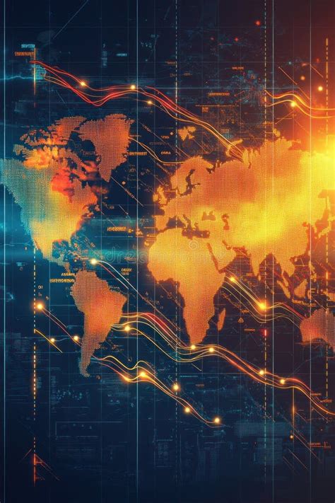 Global Business And Market Data Analysis With Futuristic World Map