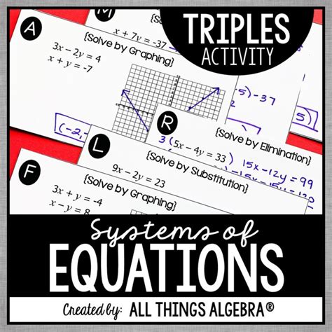 Systems Of Equations Triples Activity All Things Algebra