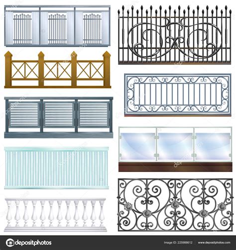 Balcony Railing Vector Vintage Metal Steel Fence Balconied Decoration Architecture Design