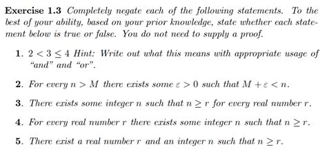 Solved Exercise Completely Negate Each Of The Following Chegg
