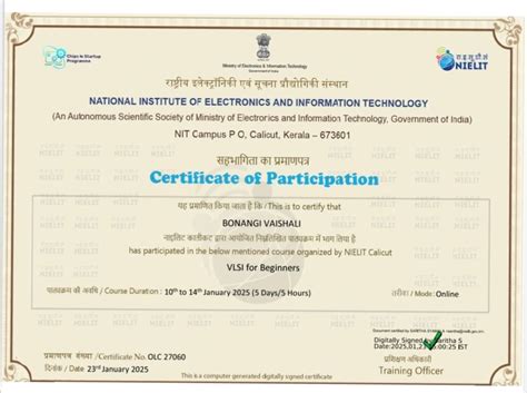 Bonangi Vaishali On Linkedin Vlsi Electronics Semiconductor Nielit