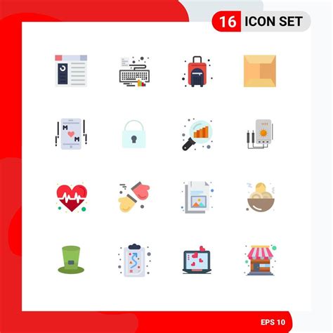 16 Universal Flat Color Signs Symbols Of Mom Phone Bag Post Envelope Editable Pack Of Creative