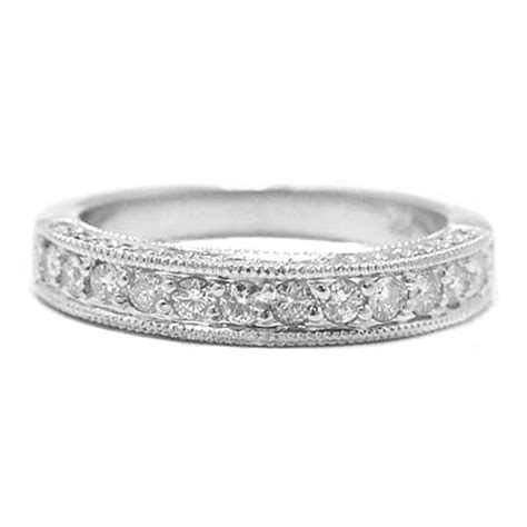 Wedding Band Round Diamond Antique Pave Wedding Band 050 Tcw