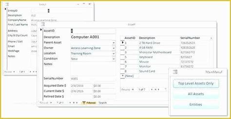 Asset Database Template Free Of Download Tracking Access Templates And Database Equipment