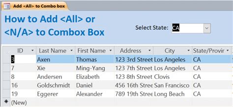 How To Add All” Or Na” Options To Combo Box