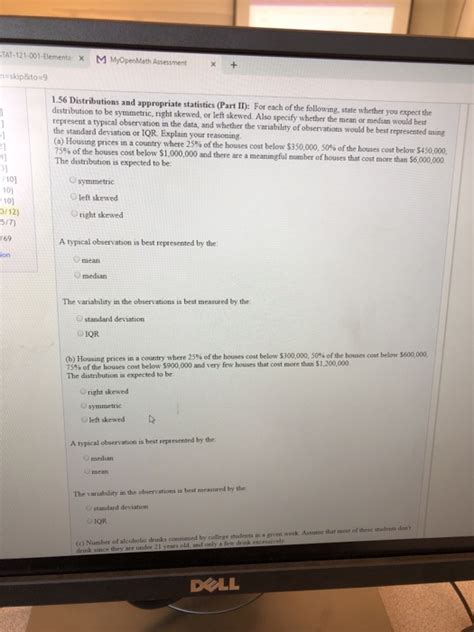 Solved Stat 121 001 Elements X M Myopen Math Assessment