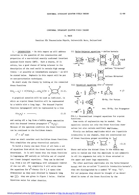 Pdf Conformal Invariant Quantum Field Theory