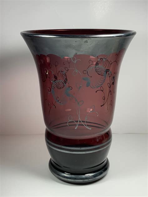 Antique Venetian Purple Blown Glass Vase With Silver Overlay 9 In Etsy