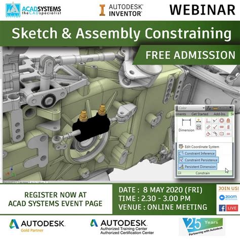 Inventor Sketch And Constraining Assembly Acad Systems Autodesk Gold