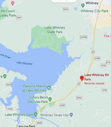 Maps Lake Whitney Rv Park