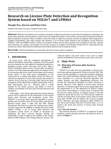 Research On License Plate Detection And Recognitio Pdf