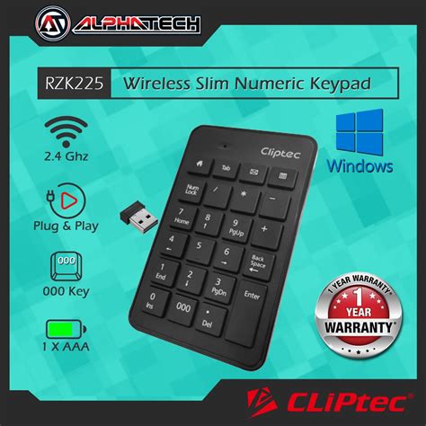 1 Year Warranty CLiPtec RZK225 Wireless USB Slim Numeric Keypad Number Keypad NEW Shopee