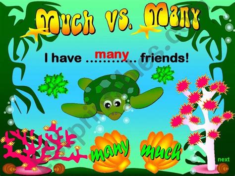ESL English PowerPoints Much Vs Many Game