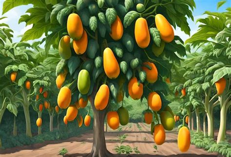 Premium Photo A Cartoon Illustration Of A Tree With A Lot Of Fruits