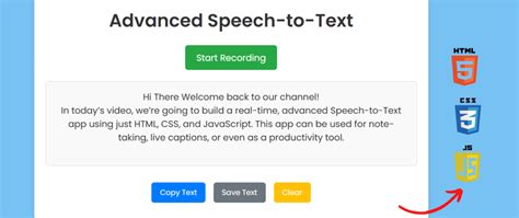 Build An Advanced Speech To Text App With Html Css And Javascript