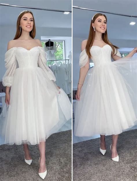 Elegant White Dress Vestidos De Novia Cortos Matrimonio Civil Fiesta De Cumpleaños Elegante