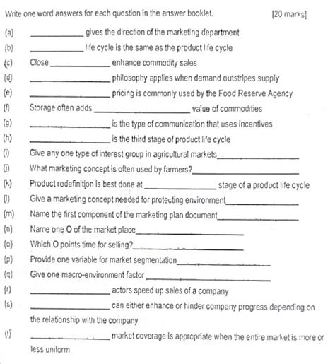 solved write one word answers for each question in the