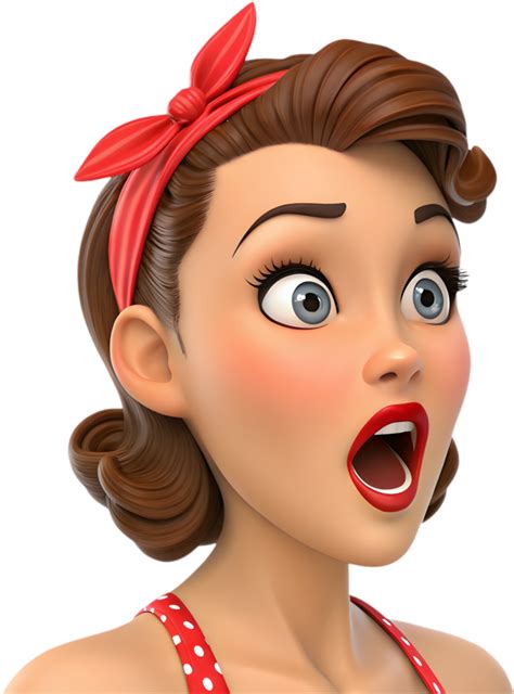 Retro Style Pin Up Girl Icon With Bold Exaggerated Expression For Fun