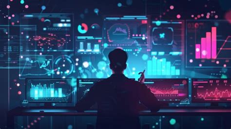 A Programmer Working Late At Night Surrounded By Screens Displaying