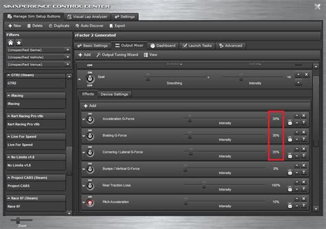 Automated Accuforce Motion And Simvibe Settings Simxperience® Full Motion Racing Simulator