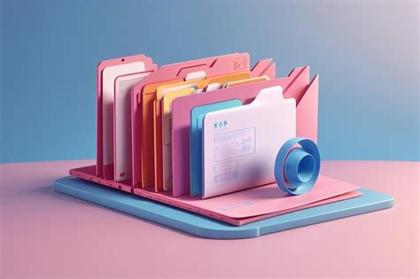 Premium Photo 3d Folder And Paper For Management Multimedia File Document Efficient Work On