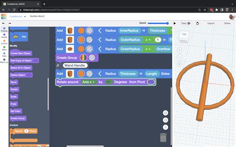 Learn Codeblocks While Making A Bubble Wand Tinkercad