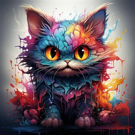 Premium Photo Artwork Monster Cat Vector Style 2d