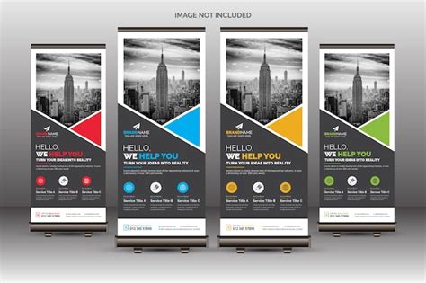 기업 비즈니스 롤 배너 Standee 당겨 배너 X 배너 템플릿 디자인 레이아웃 프리미엄 벡터