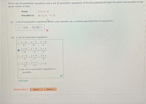 Solved Find A Set Of Parametric Equations And A Set Of Chegg