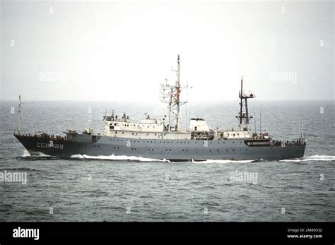 A Port Beam View Of The Soviet Vishnya Class Intelligence Collector Ssv