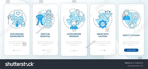 Basic Etiquette Rules Blue Onboarding Mobile Stock Vector Royalty Free 2152881019 Shutterstock
