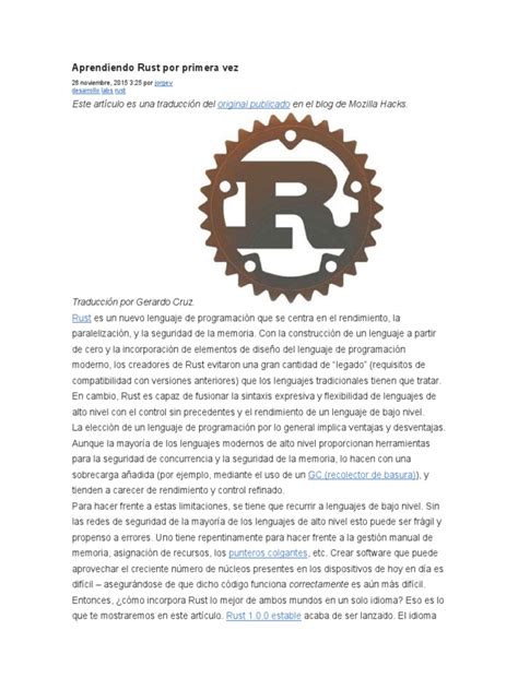 Aprendiendo Rust Por Primera Vez Pdf Lenguaje De Programación Firefox