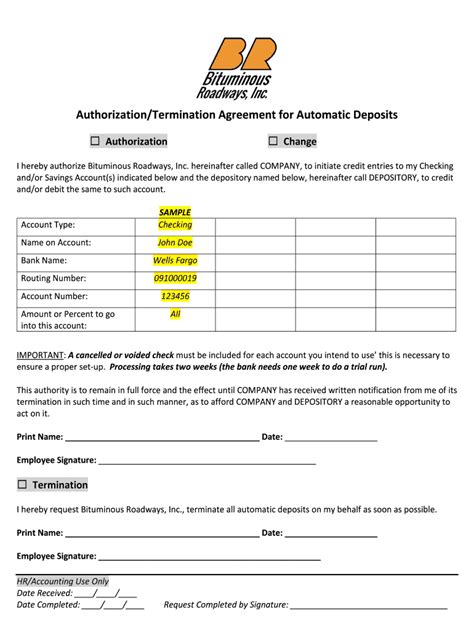 Fillable Online Authorizationtermination Agreement For Automatic