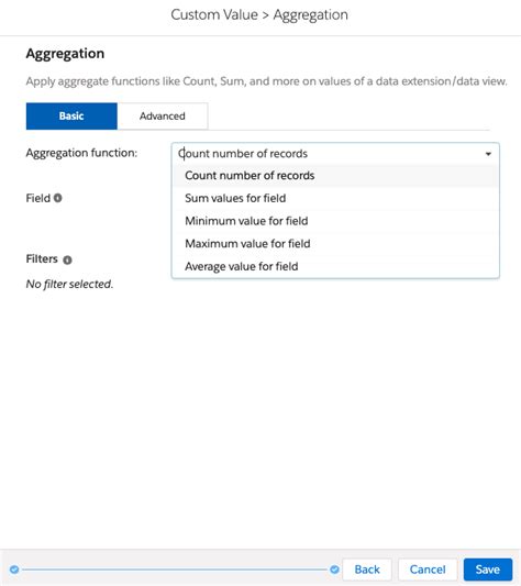 Aggregation Custom Value Deselect