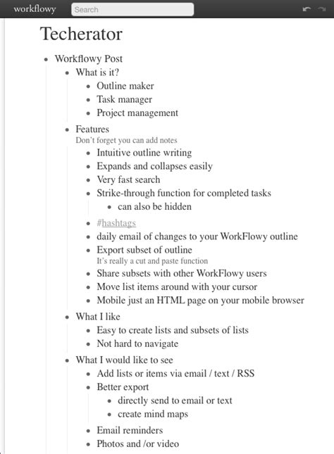 Simplify List Making And Note Taking With Workflowy Techerator