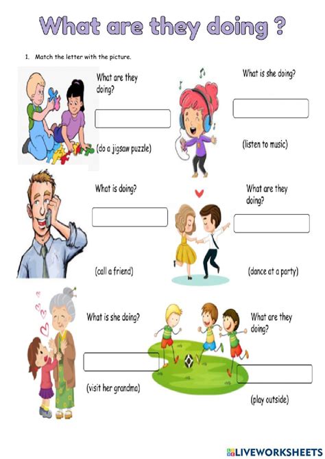 What Are They Doing Worksheet Worksheets English As A Second