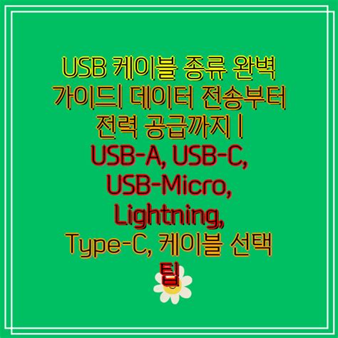 Usb 케이블 종류 완벽 가이드 데이터 전송부터 전력 공급까지 Usb A Usb C Usb Micro Lightning Type C 케이블 선택 팁 네이버 블로그