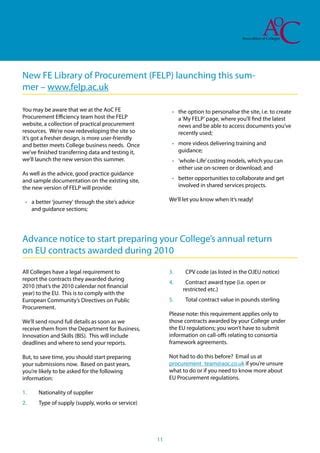 AoC Procurement Newsletter Spring 2011 PDF