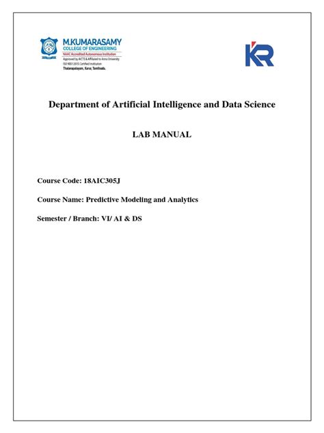 Predictive Modeling Lab Manual Download Free Pdf Logistic