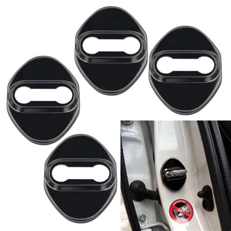 4x Black Stainless Steel Door Latch Striker Cover Fits Cr V Civic